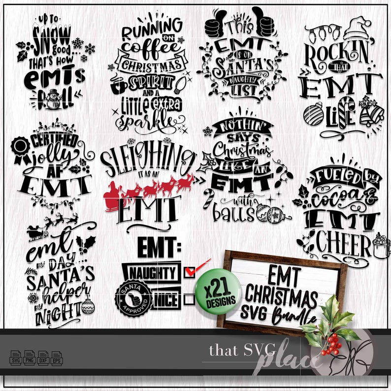 EMT SVG Bundle, Christmas Emergency Medical Tech Svg Png, EMS Funny ...