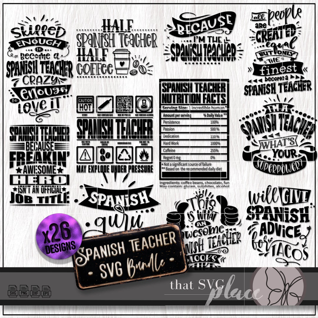 Spanish Teacher SVG, Maestra PNG Clipart Bundle, Bilingual Teacher SVG ...