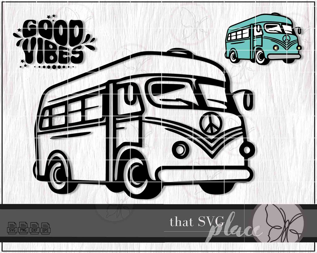 Hippie Van SVG, Hippie SVG, Good Vibes SVG, Caravan Svg, Hippie Van Png ...