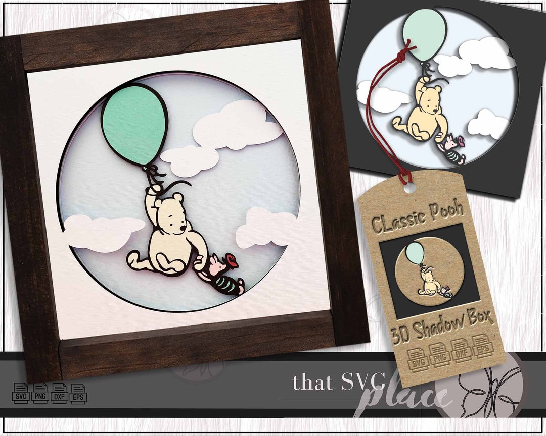 Classic Winnie the Pooh Piglet SVG, Classic Pooh & Piglet Flying With A ...