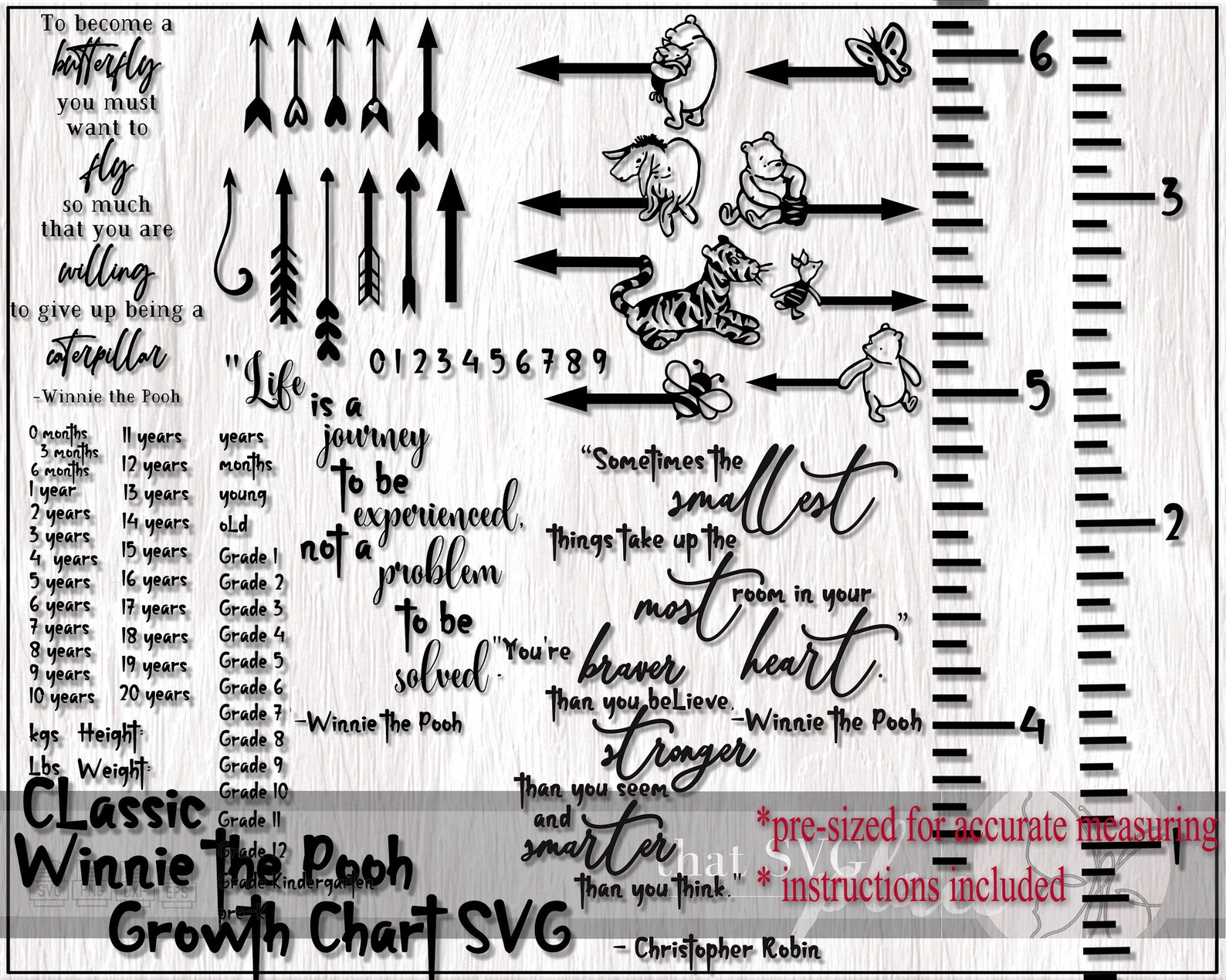Growth Chart SVG Classic Winnie the Pooh Growth Chart Ruler - Etsy