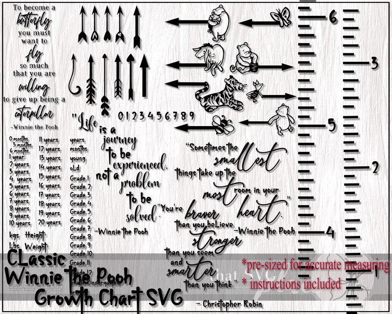 Growth Chart SVG Classic Winnie the Pooh Growth Chart Ruler - Etsy