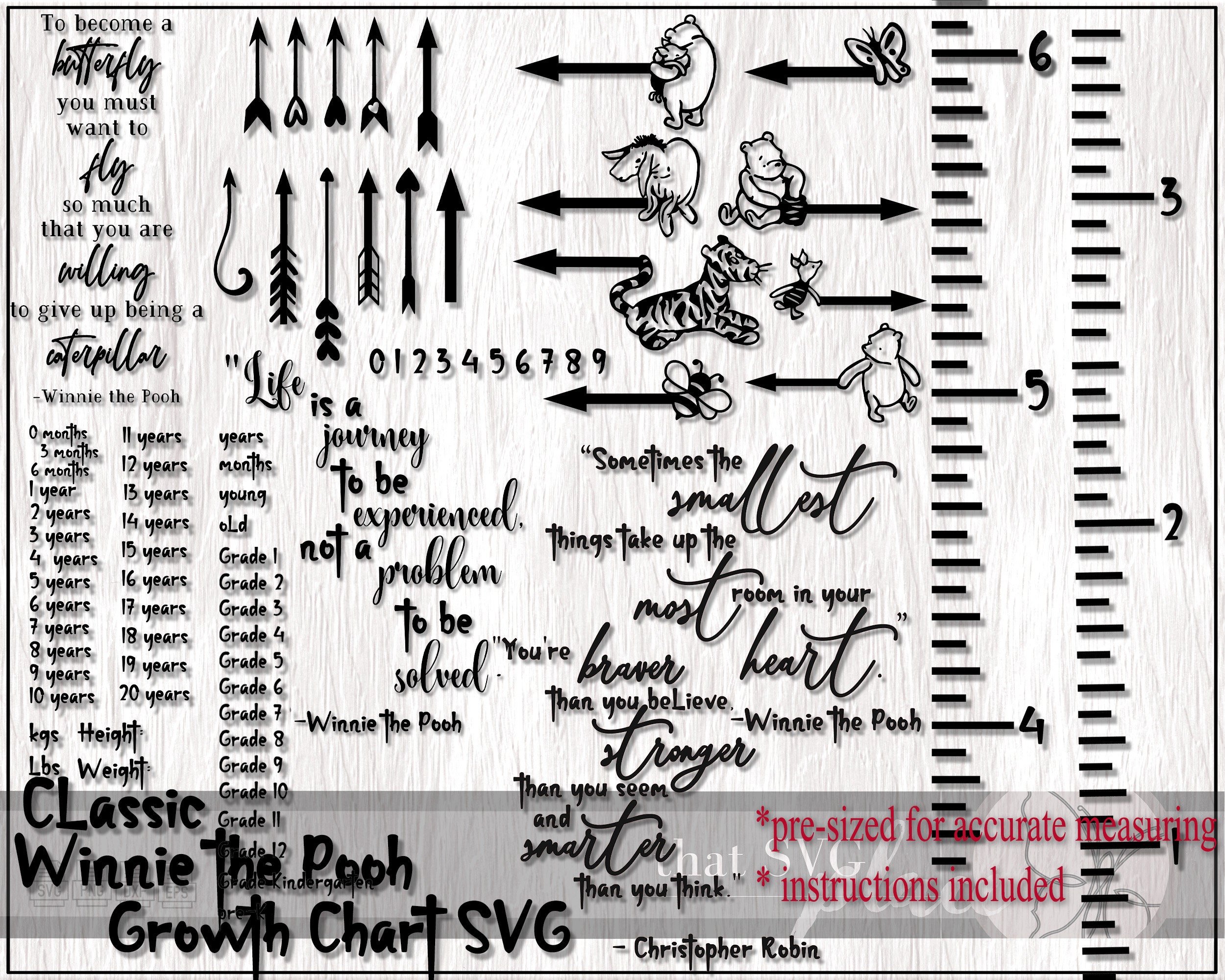 Growth Chart SVG Classic Winnie the Pooh Growth Chart Ruler - Etsy ...
