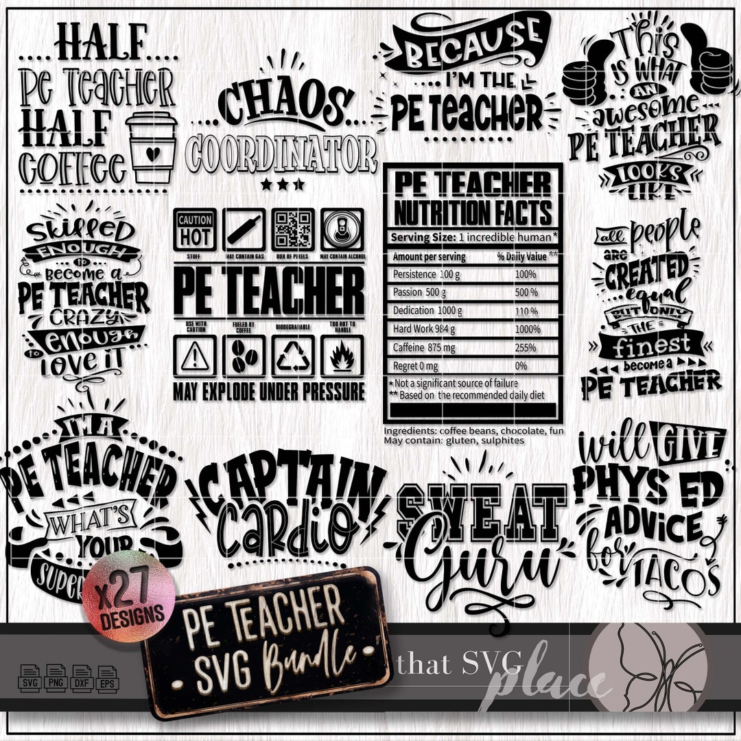 PE Teacher SVG Bundle, Phys Ed Teacher Shirt SVG Png, Physical ...