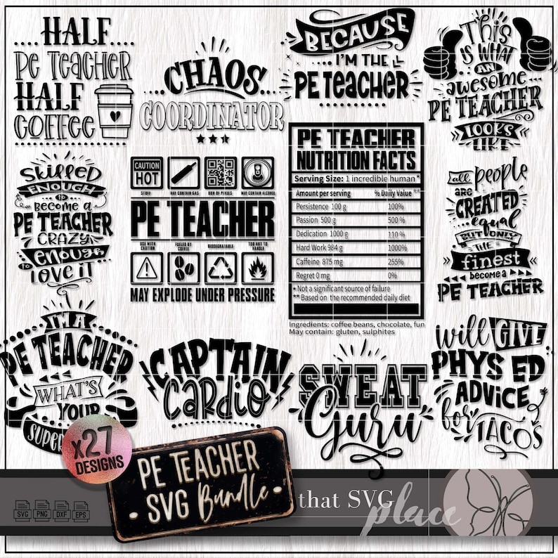 PE Teacher SVG Bundle, Phys Ed Teacher Shirt SVG Png, Physical ...