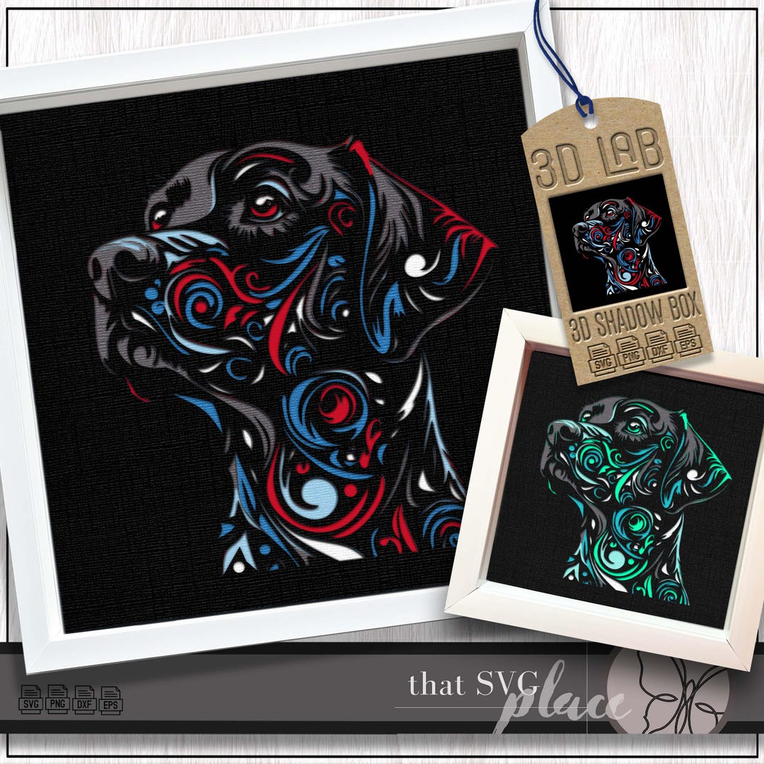 3D Labrador Retriever SVG #2, Layered Shadowbox Template, Paper Cut ...