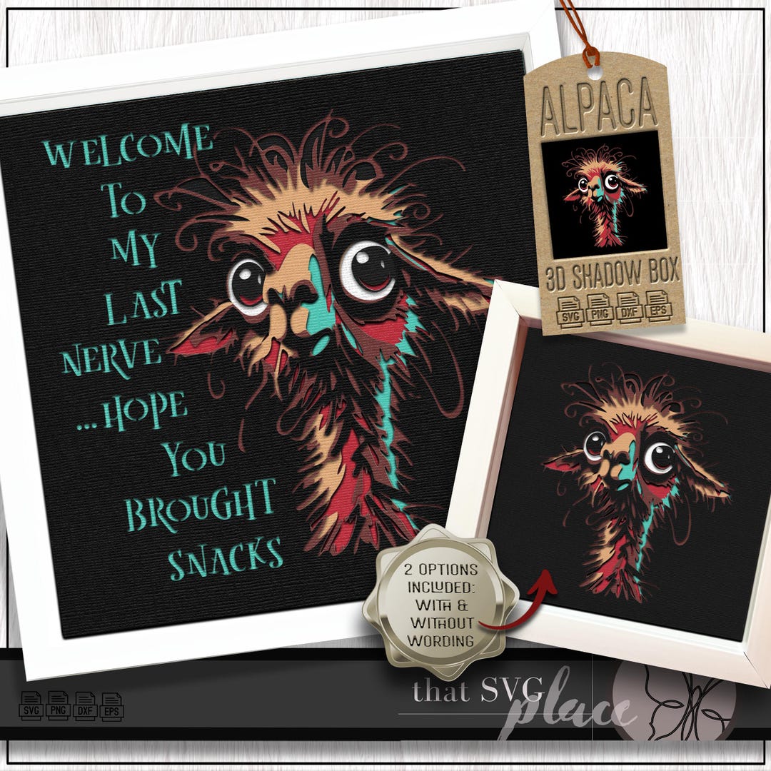 3D Alpaca SVG, Layered Shadowbox Template, Paper Cut Light Box, Funny ...