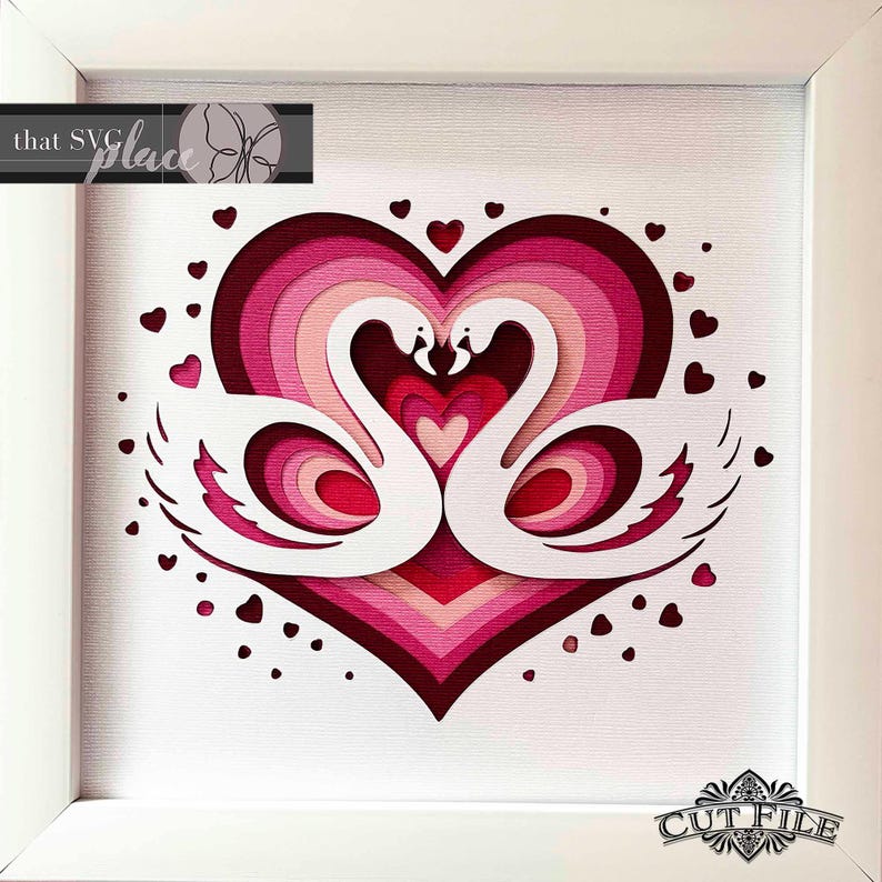 3D Valentine SVG, Heart Shadowbox SVG, Layered Papercut Template ...