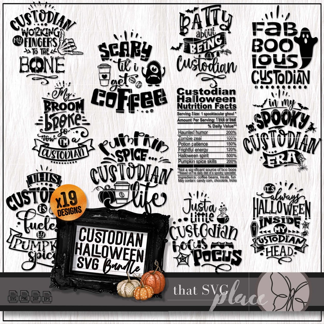 Custodian SVG, Halloween PNG Bundle, School Janitor SVG, Cleaning ...