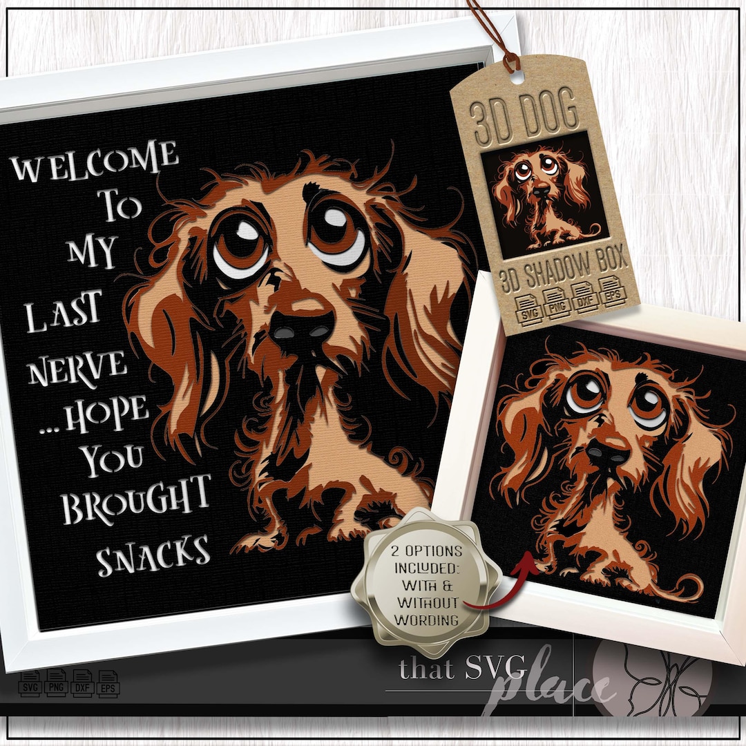 3D Dog SVG, Layered Shadowbox Template, Paper Cut Light Box, Funny ...