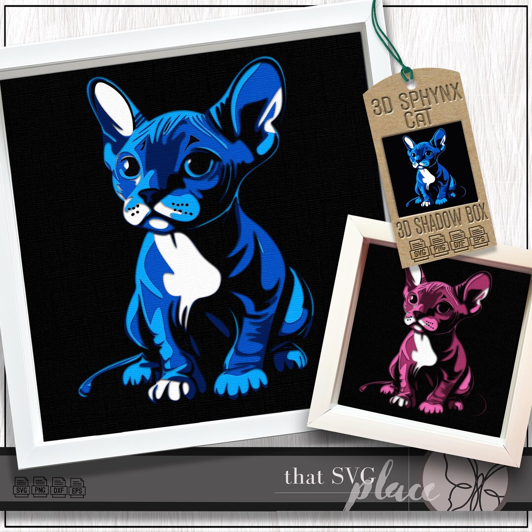 3D Sphynx SVG, Sphynx Cat SVG, Layered Shadowbox Template, Paper Cut ...