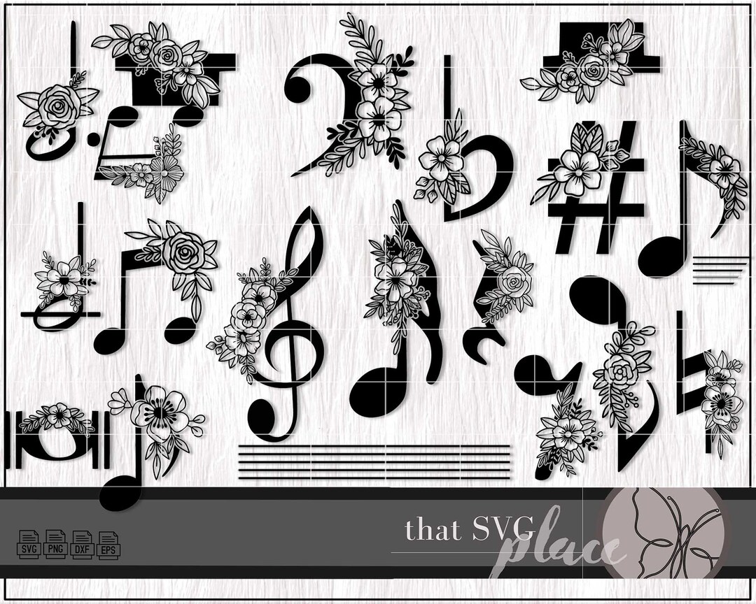 Floral Music Notes SVG, Piano Music Teacher SVG, Music Lover Svg Cricut ...