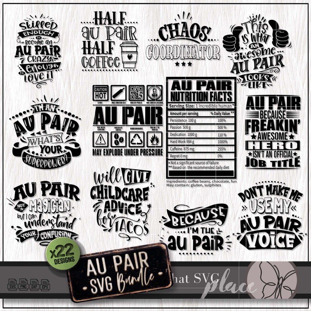Au Pair SVG PNG Bundle, Funny Nanny Svg, Childcare Svg, Au Pair ...