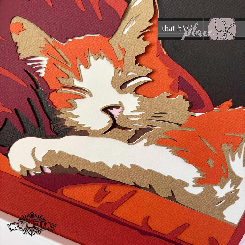 3D Cat SVG, Layered Shadowbox Template, Paper Cut Light Box, Pet ...