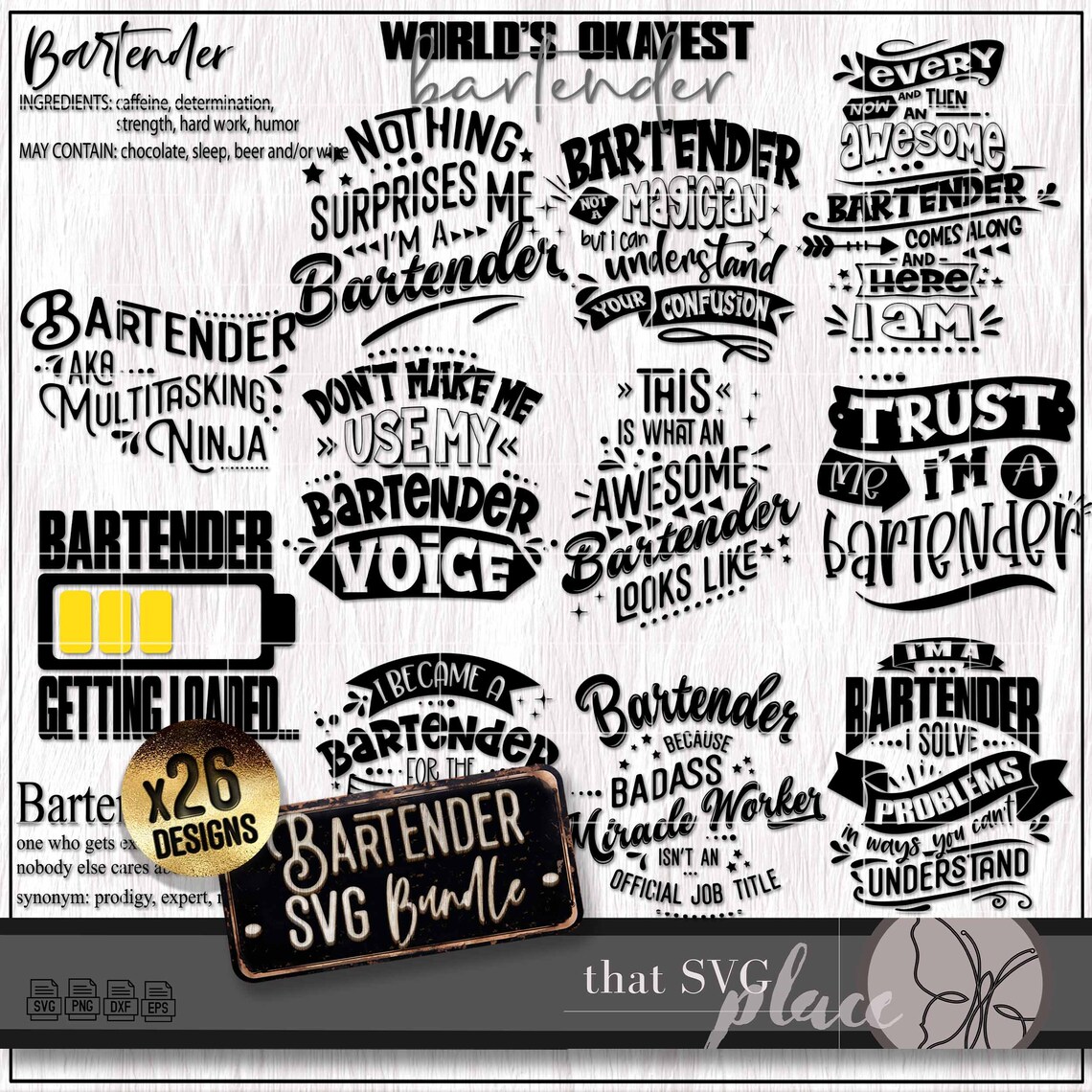 Bartender SVG PNG Bundle, Barmaid Svg, Appreciation Gift, Shirt Svg ...