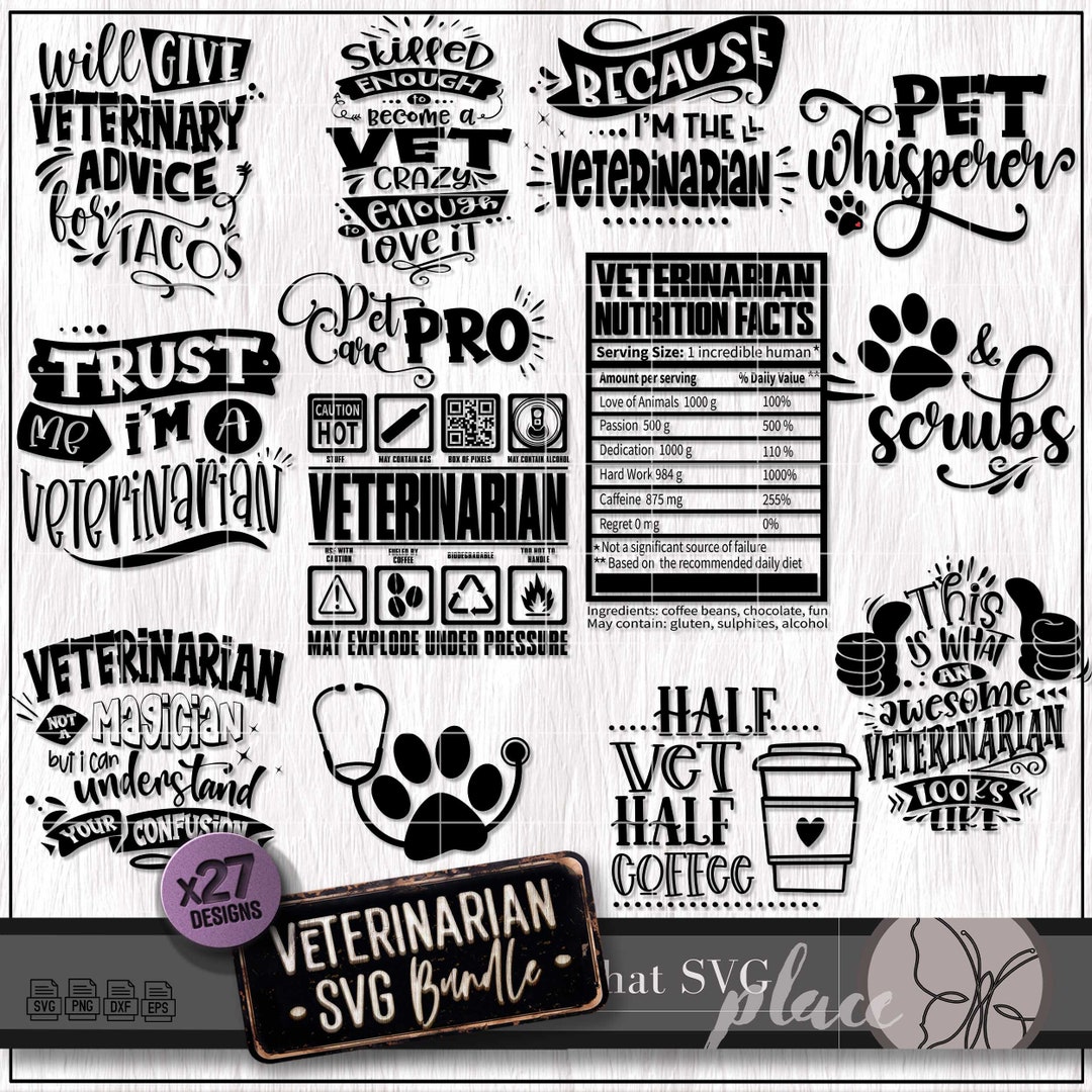 Veterinarian SVG, DVM PNG Clipart Bundle, Vet Svg, Veterinary ...