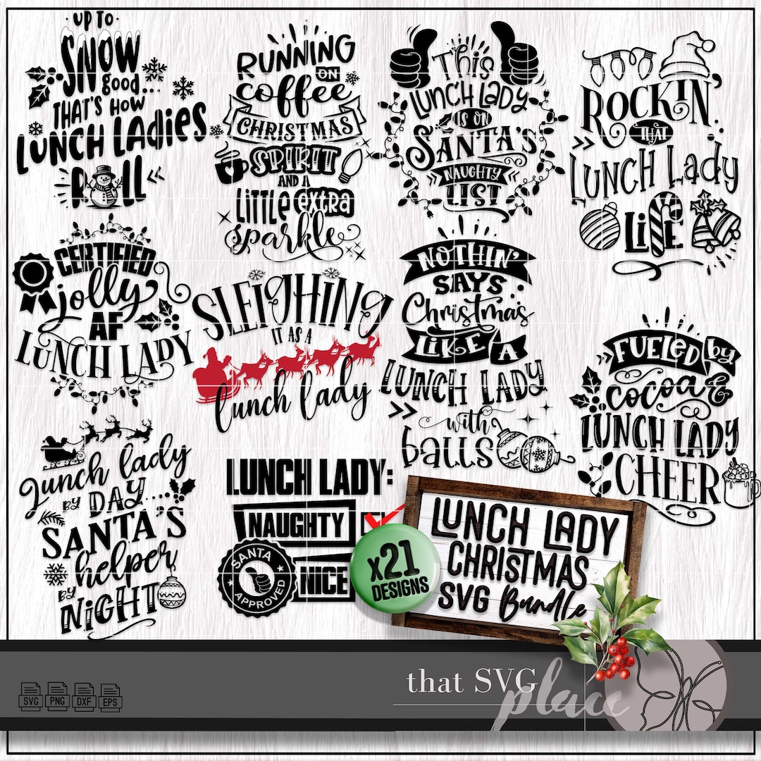 Lunch Lady SVG, Christmas Lunch Lady PNG Bundle, School Cook Svg, Chef ...