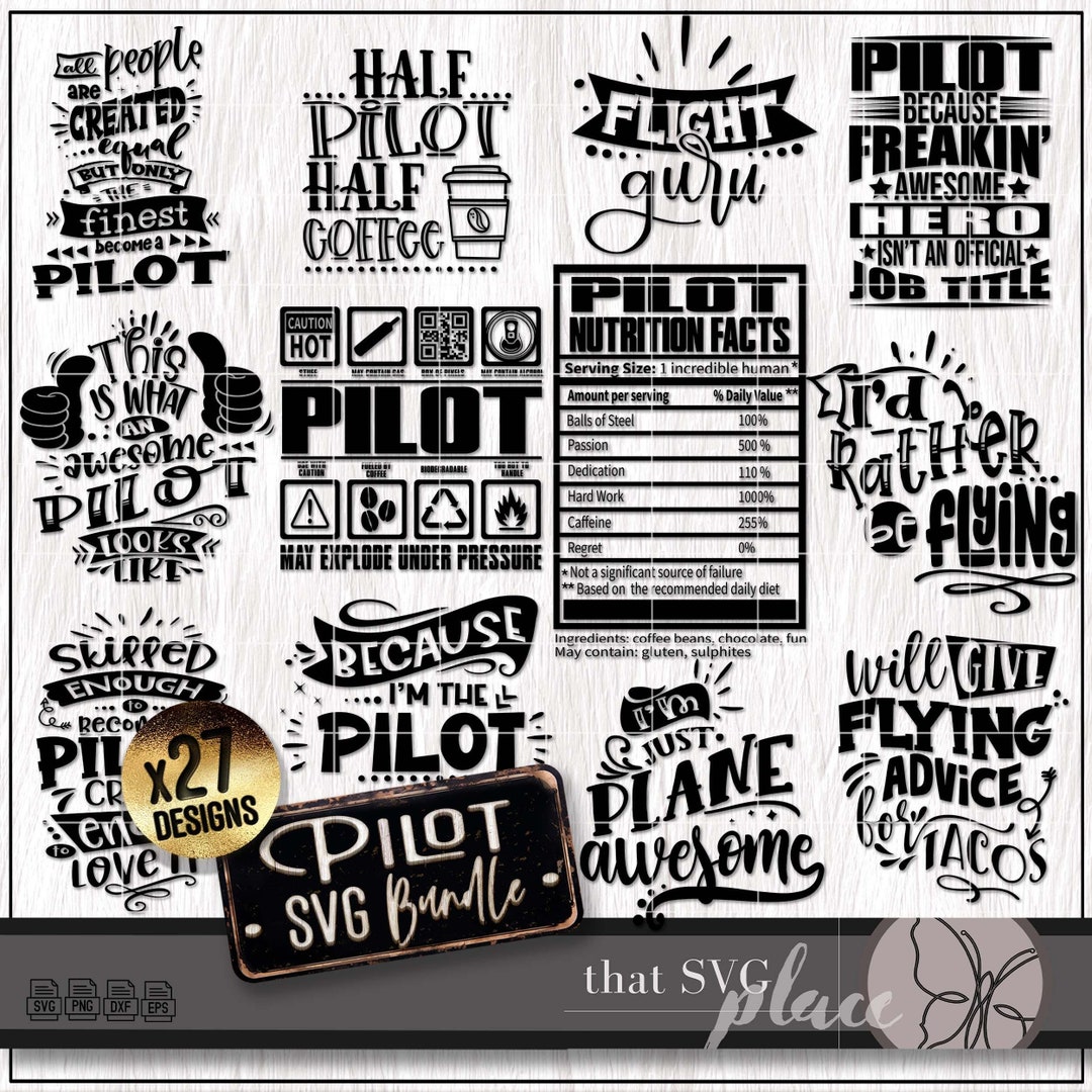 Pilot SVG, Pilot Captain SVG PNG Bundle, Pilot Nutrition Facts Svg ...