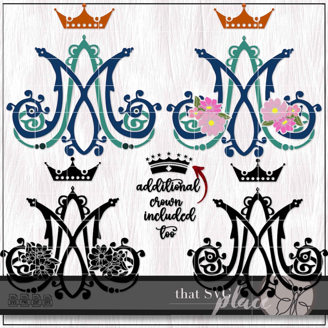 Virgin Mary SVG, Auspice Maria SVG, Mother Mary of God SVG, Marian ...