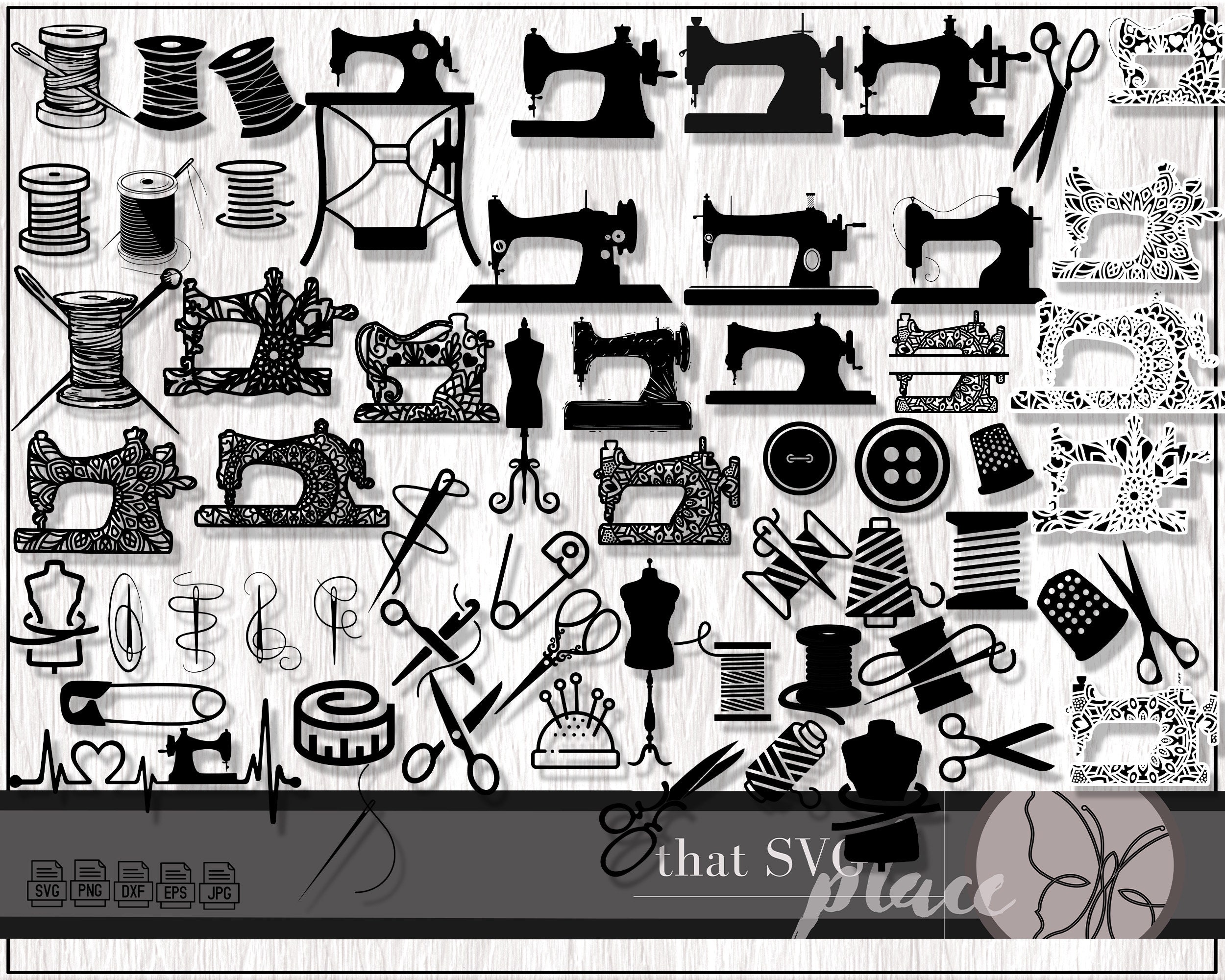 Sewing Machine Decal SVG Bundle Silhouette Cricut Glowforge - Etsy