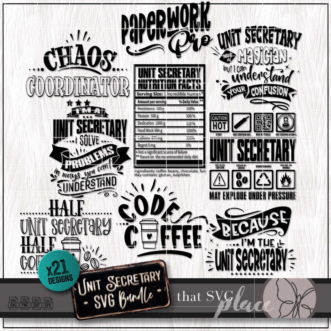 Unit Secretary SVG Bundle, Hospital Clerk PNG Clipart, Admin ...