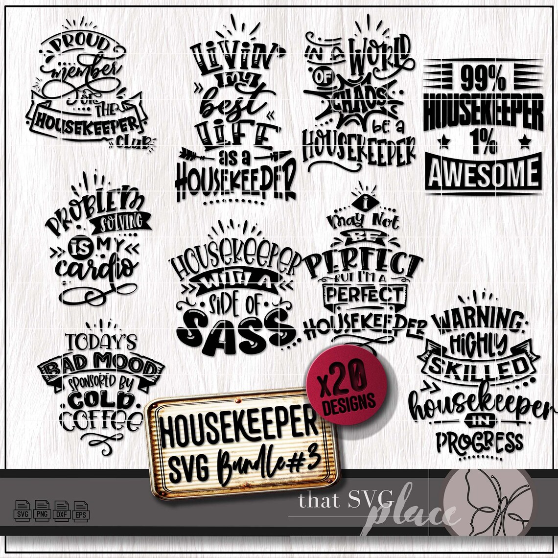 Housekeeper SVG, Custodian PNG Bundle 3, Funny Cleaning Service SVG ...