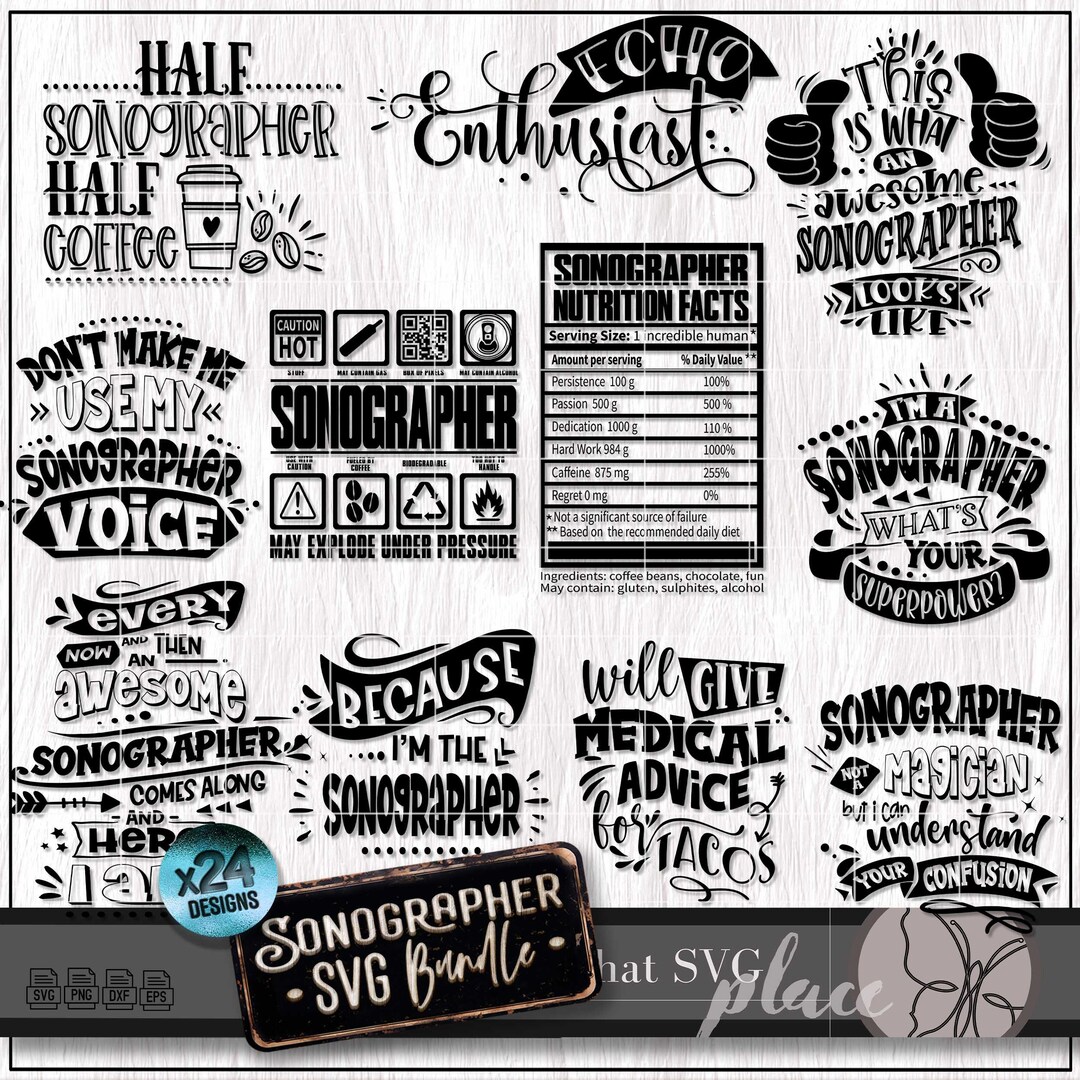 Sonographer SVG PNG Bundle, Ultrasound Svg, Cardiac Sonographer ...