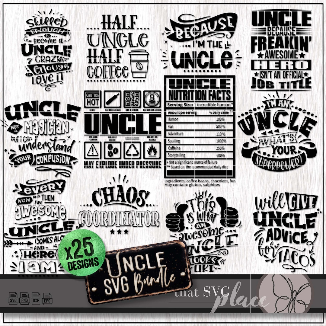 Uncle SVG Bundle, Funny Great Uncle PNG, New Future Uncle Appreciation ...