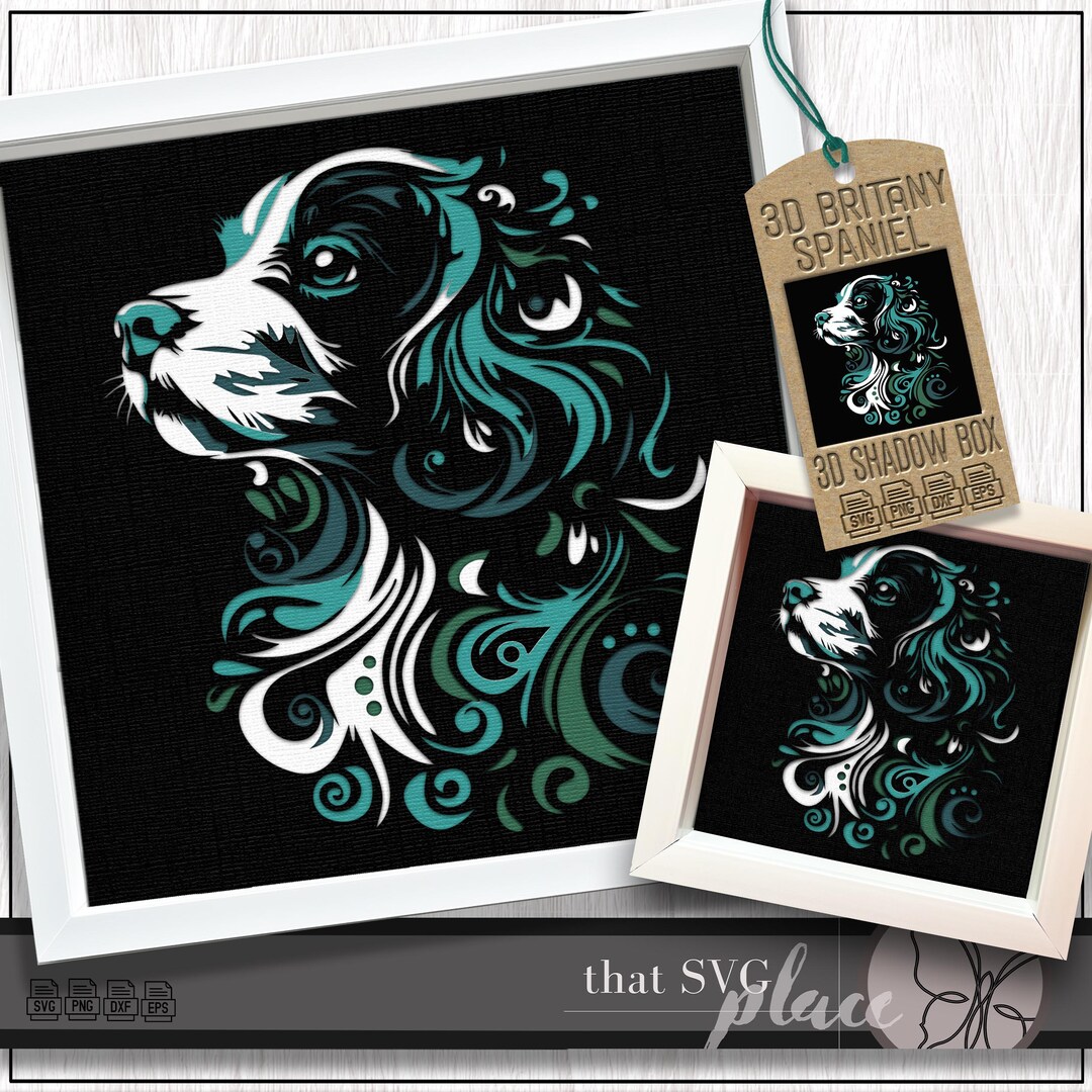 3D Brittany Spaniel SVG, 3D Layered Shadowbox Template, Paper Cut Light ...