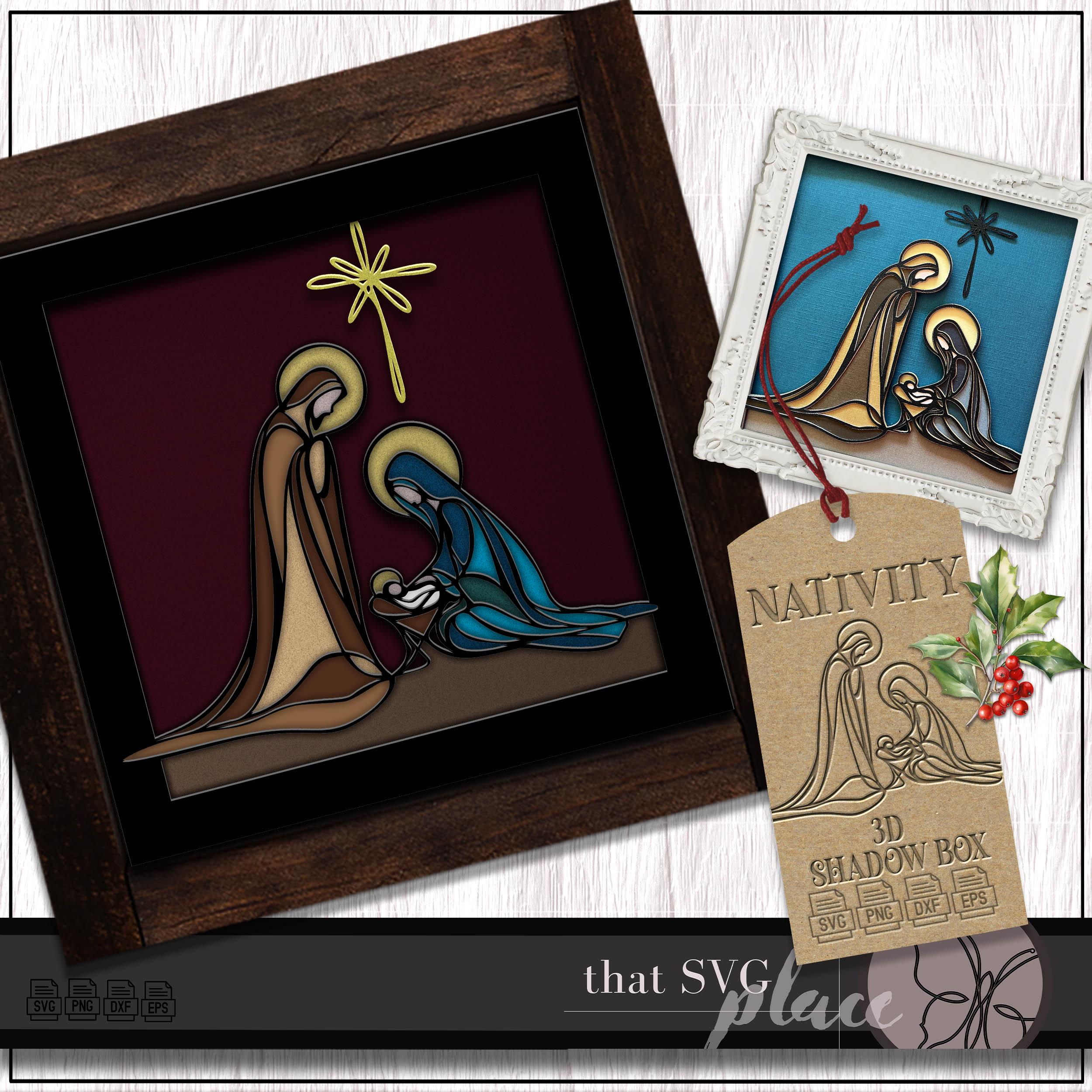 3D Nativity SVG, Shadow Box SVG, Holy Family Light Box SVG, Christmas ...