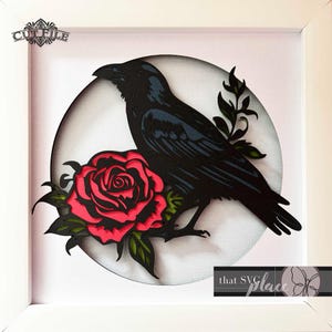 Raven SVG, 3D Crow SVG, Layered Shadowbox Template, Paper Cut Light Box ...