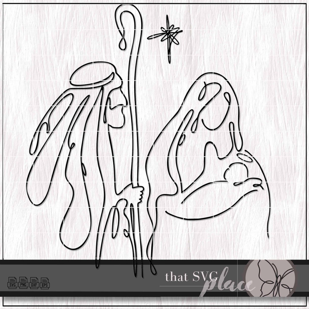Nativity Scene SVG, Holy Family Line Art SVG PNG Clipart, Christmas ...