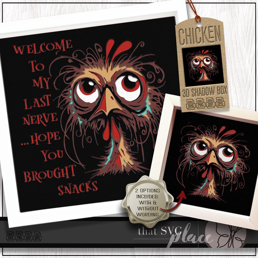 3D Chicken SVG, Layered Shadowbox Template, Paper Cut Light Box, Funny ...