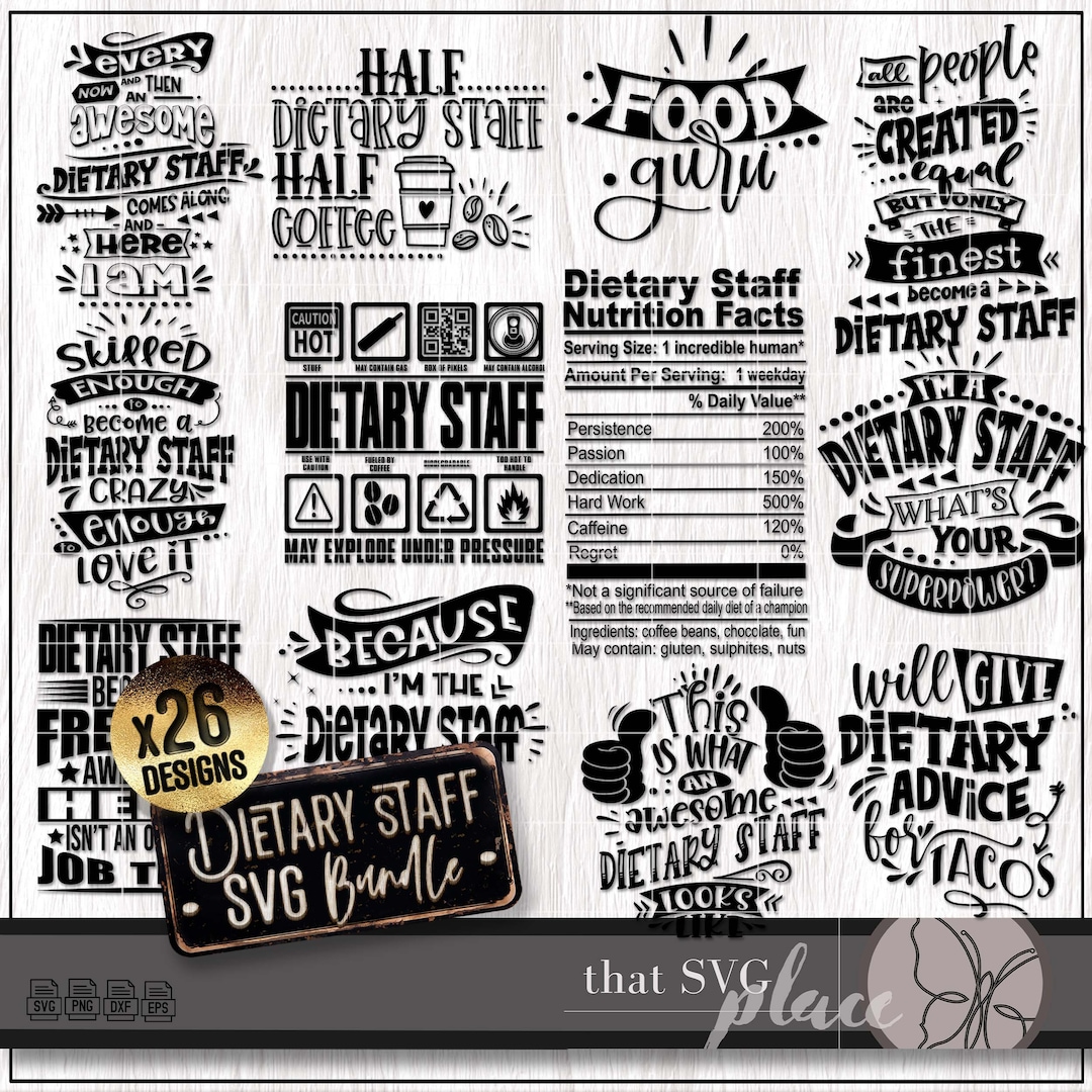 Dietary Staff SVG, Nutrition Facts SVG, Shirt PNG Svg Bundle, Lunch ...