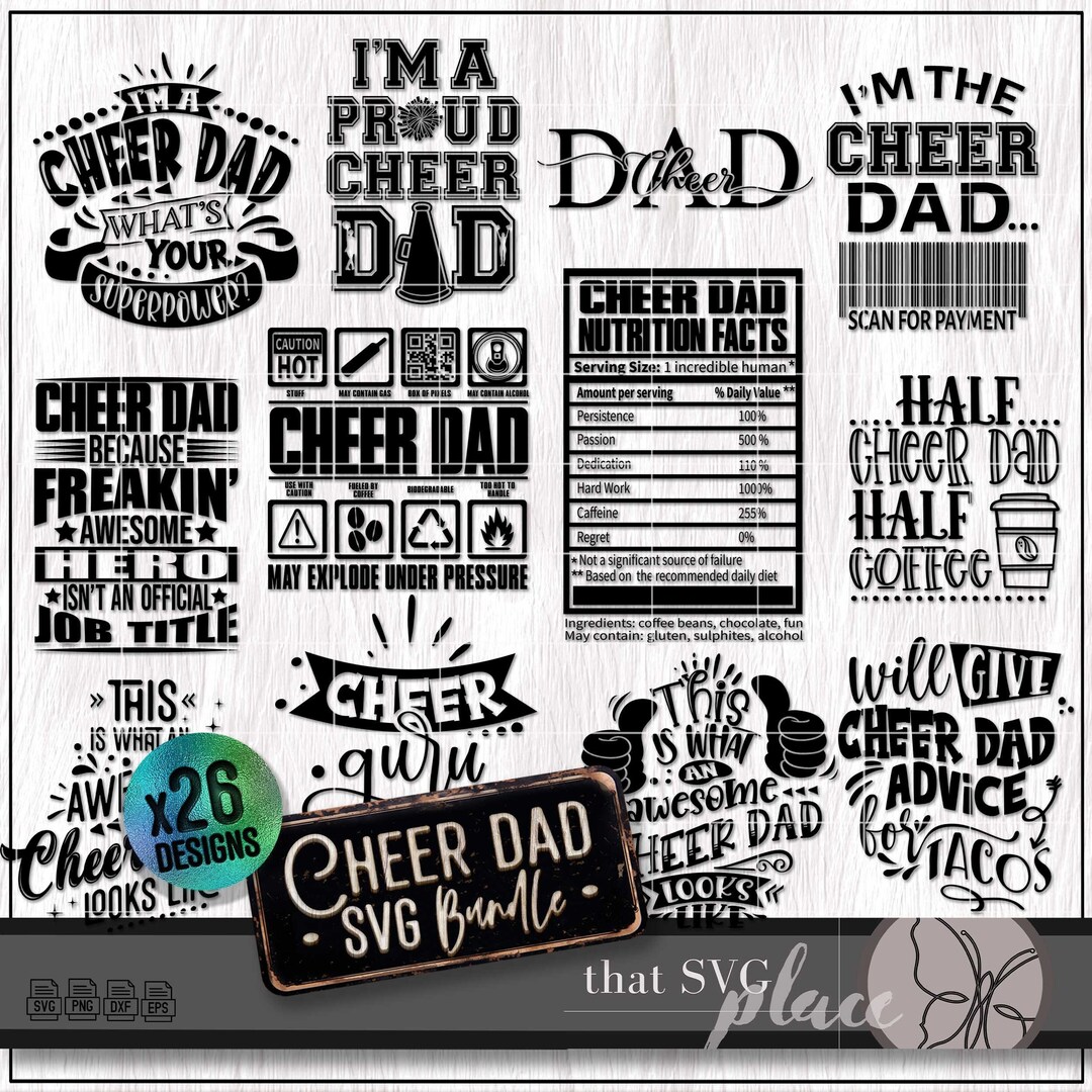 Cheer Dad SVG, Funny Cheerleading Dad SVG PNG Bundle, Appreciation Gift ...
