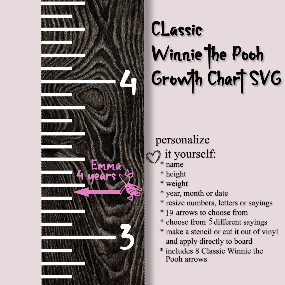 Growth Chart SVG Classic Winnie the Pooh Growth Chart Ruler - Etsy ...