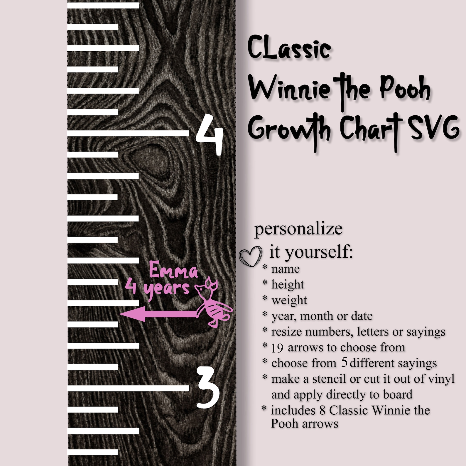 Growth Chart SVG Classic Winnie the Pooh Growth Chart Ruler - Etsy ...