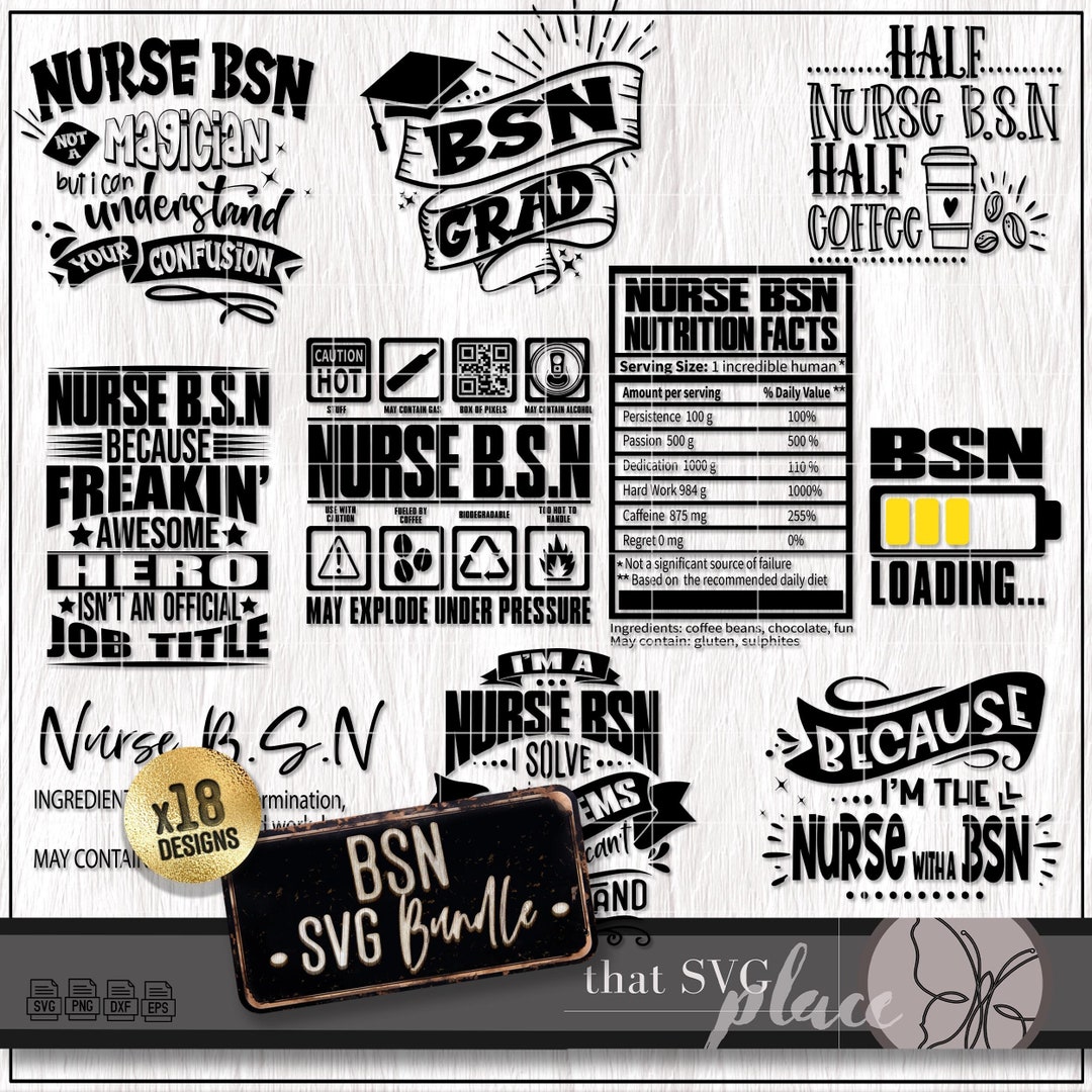 Bachelor Degree Nurse SVG Bundle, Nursing School SVG, BSN Svg, Quote ...