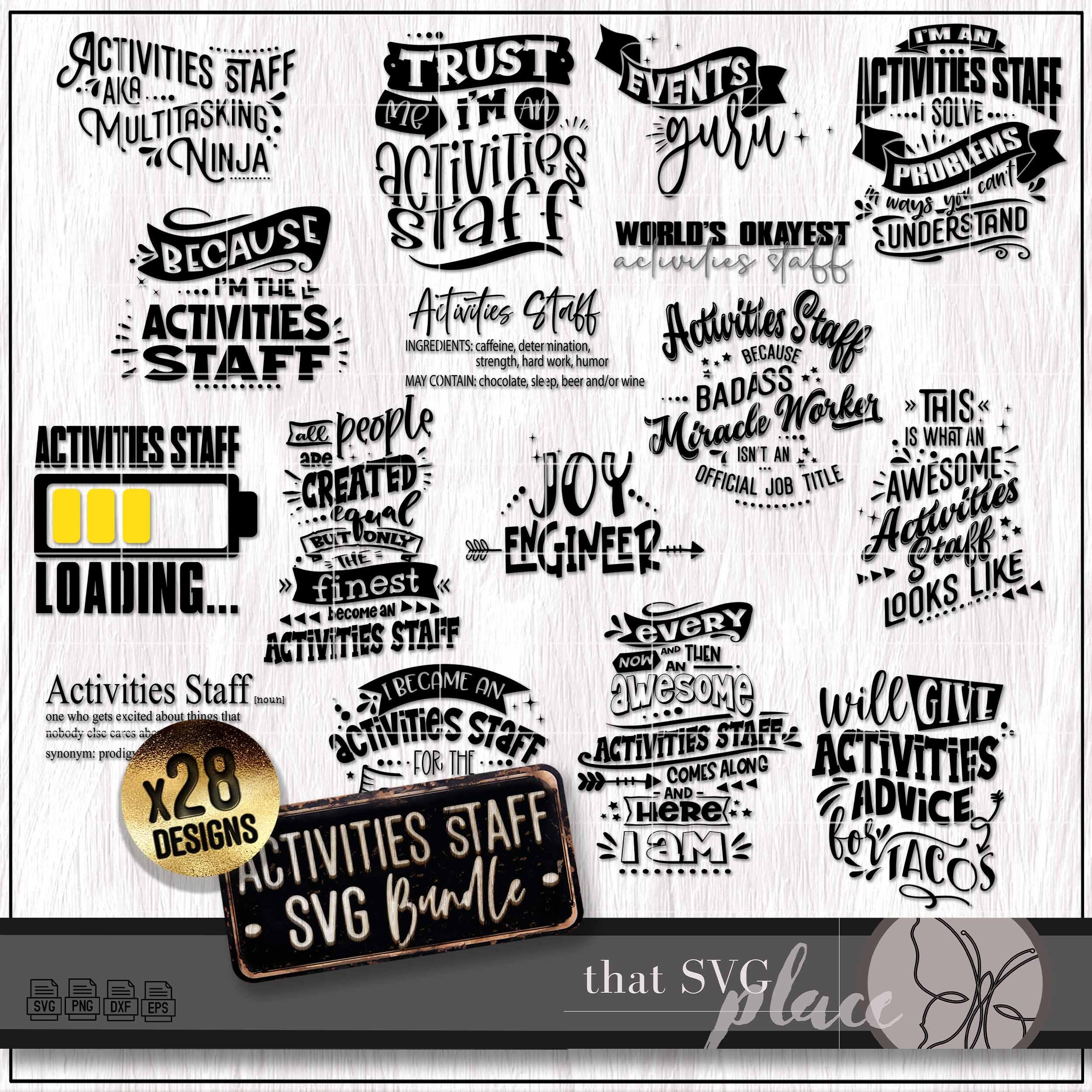 Activities Staff SVG Bundle, Activity Squad PNG, Nutrition Label Staff ...