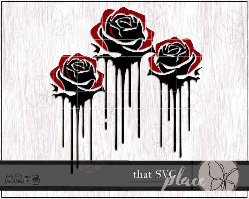 Dripping Bleeding Rose SVG PNG Clipart Vector Files for Cricut Digital ...