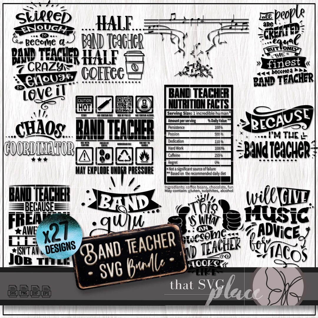 Band Teacher SVG Bundle, Music Teacher SVG, Marching Band Director ...