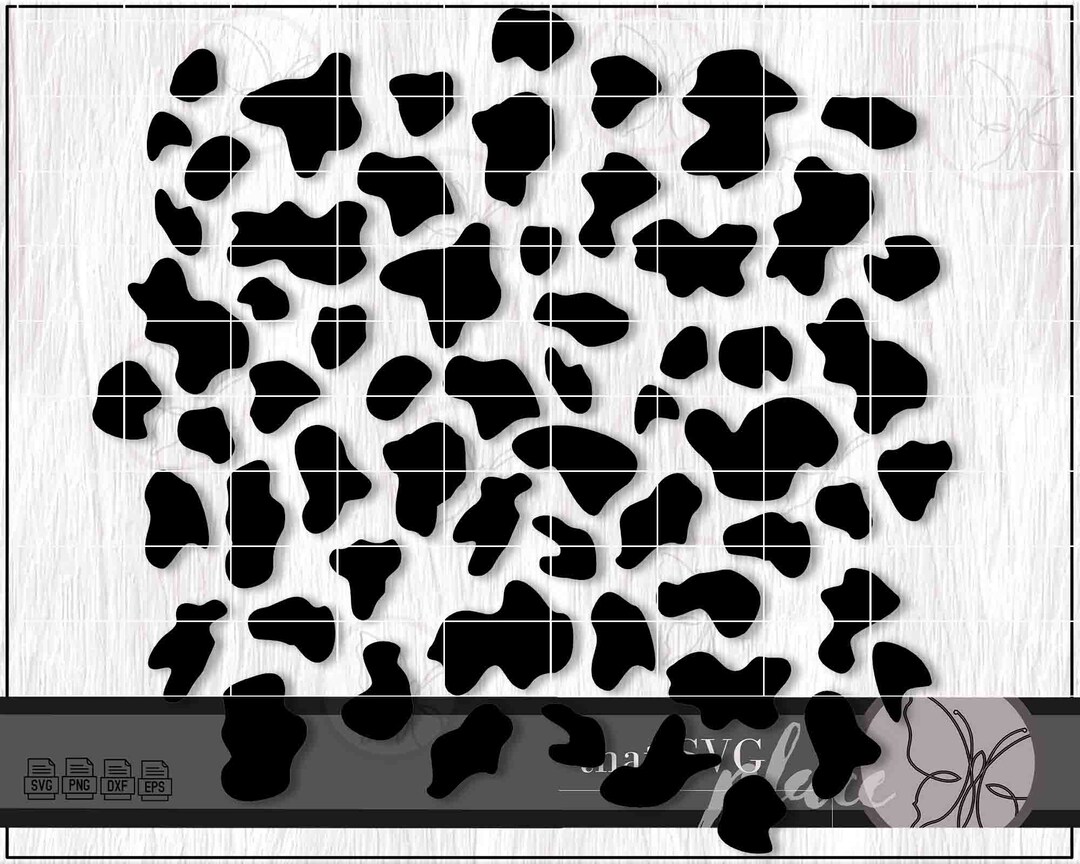 Cow Spots Print Pattern SVG, Black and White Repeatable Cow Hide Print ...