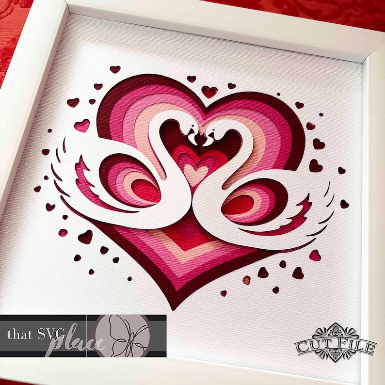 3D Valentine SVG, Heart Shadowbox SVG, Layered Papercut Template ...