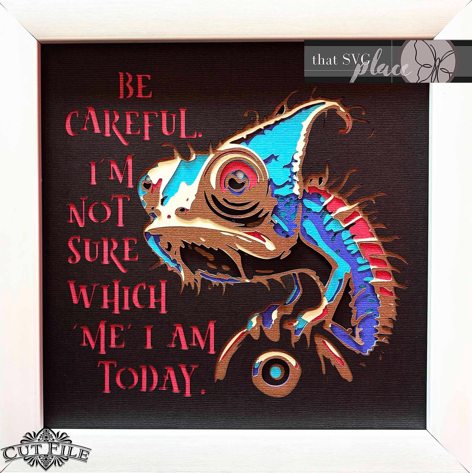 3D Lizard SVG, Layered Shadowbox Template, Paper Cut Light Box, Funny ...