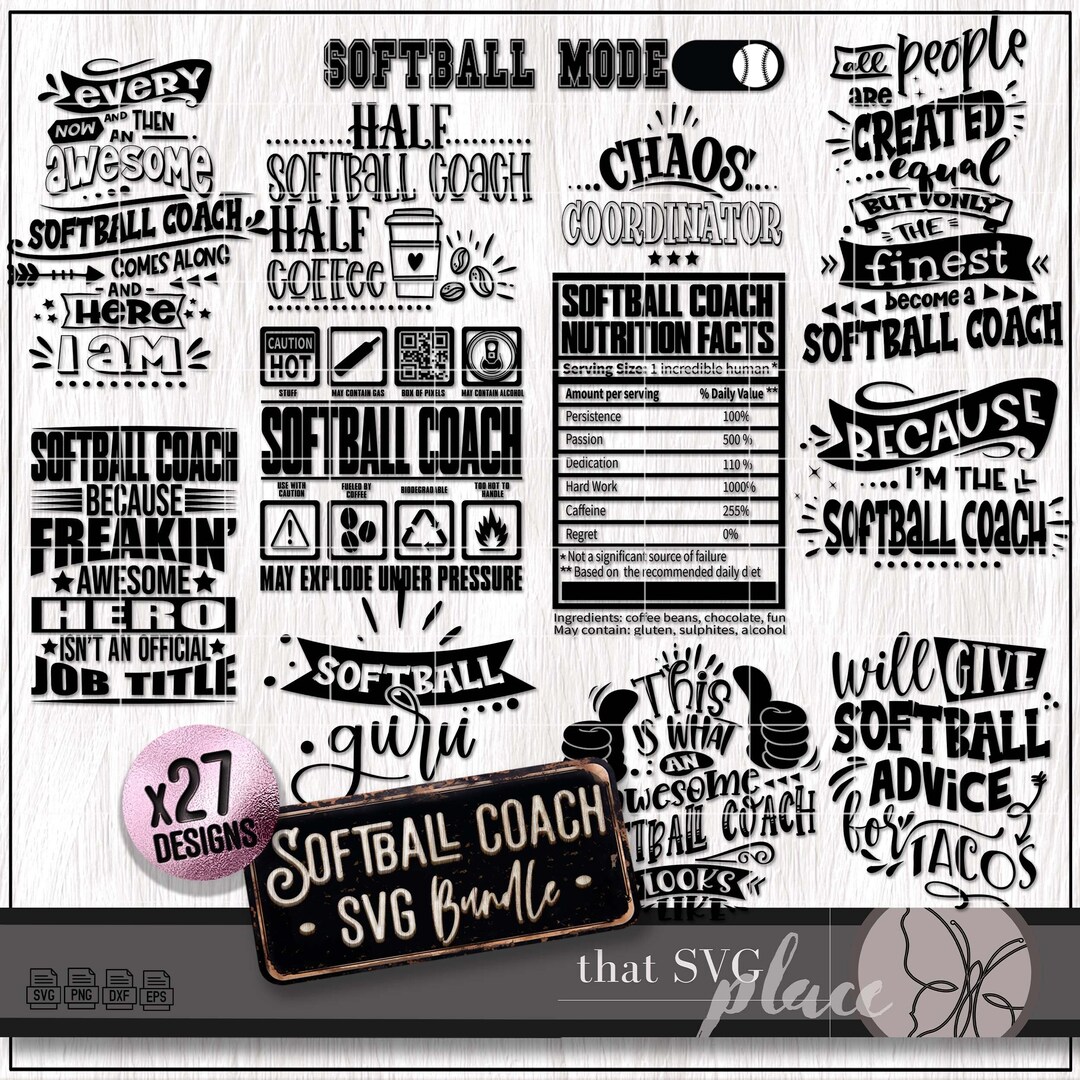 Softball Coach SVG Bundle, School Coach Appreciation Gift, Softball ...