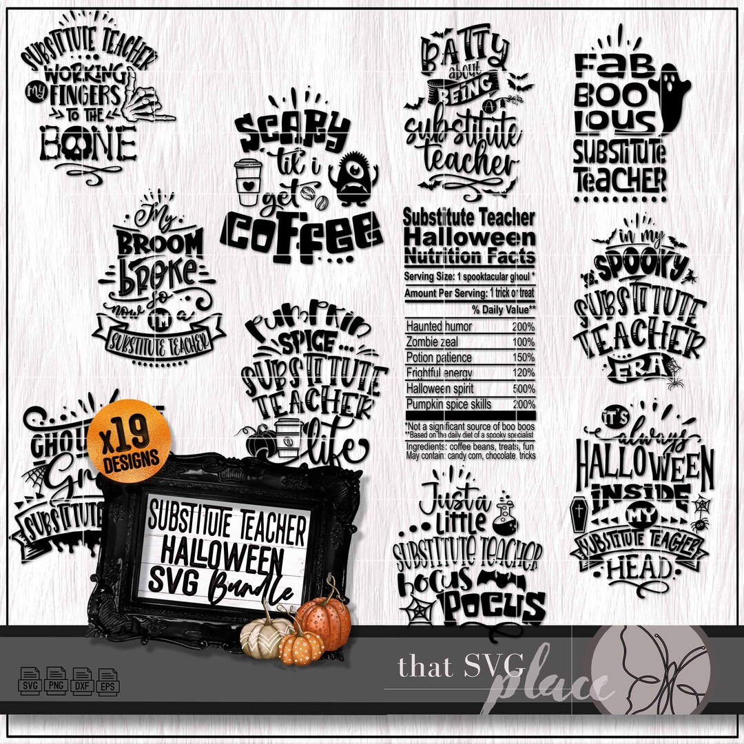 Substitute Teacher SVG, Halloween SVG Bundle, Sub Teacher SVG Png ...