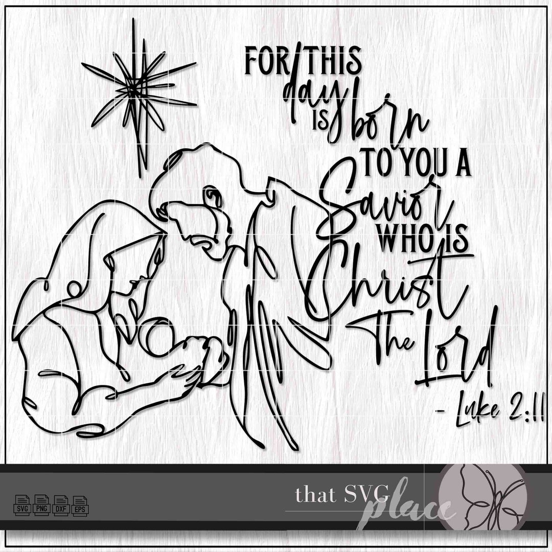 Nativity Scene SVG, Holy Family Line Art SVG PNG Clipart, Christmas ...