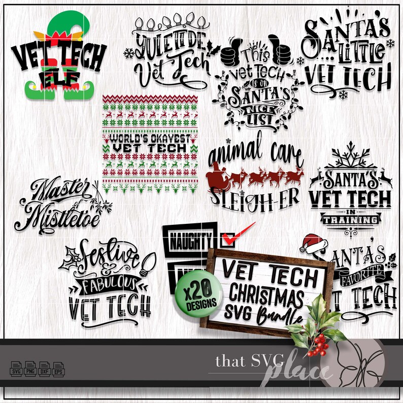 Vet Tech SVG, Christmas PNG Bundle, Funny Veterinarian Tech SVG ...