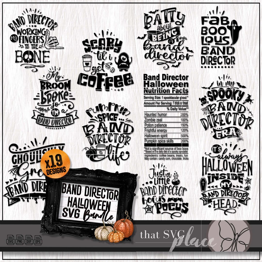 Band Director SVG, Halloween PNG Bundle, Music Teacher SVG, Marching ...