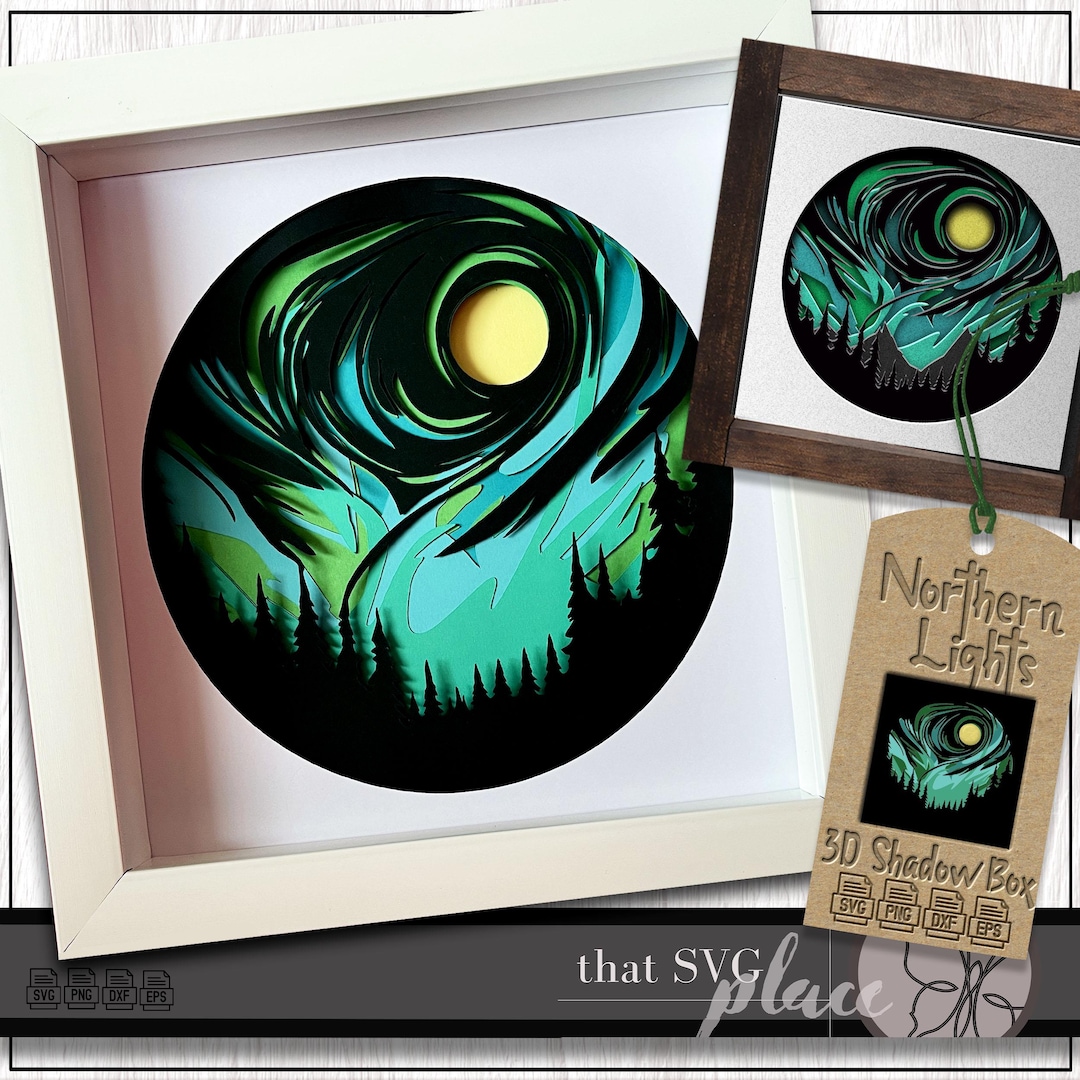 Northern Lights SVG, 3D Layered Shadowbox Template, Aurora Borealis Svg ...